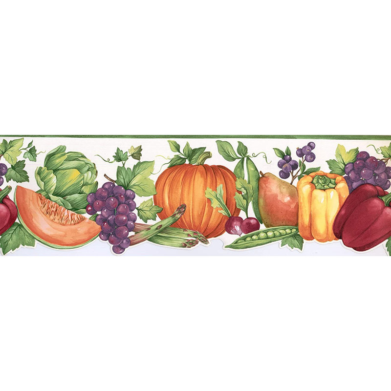 August Grove® Alaijah Vegetables Fruits 15' L x 7" W Wallpaper Border ...