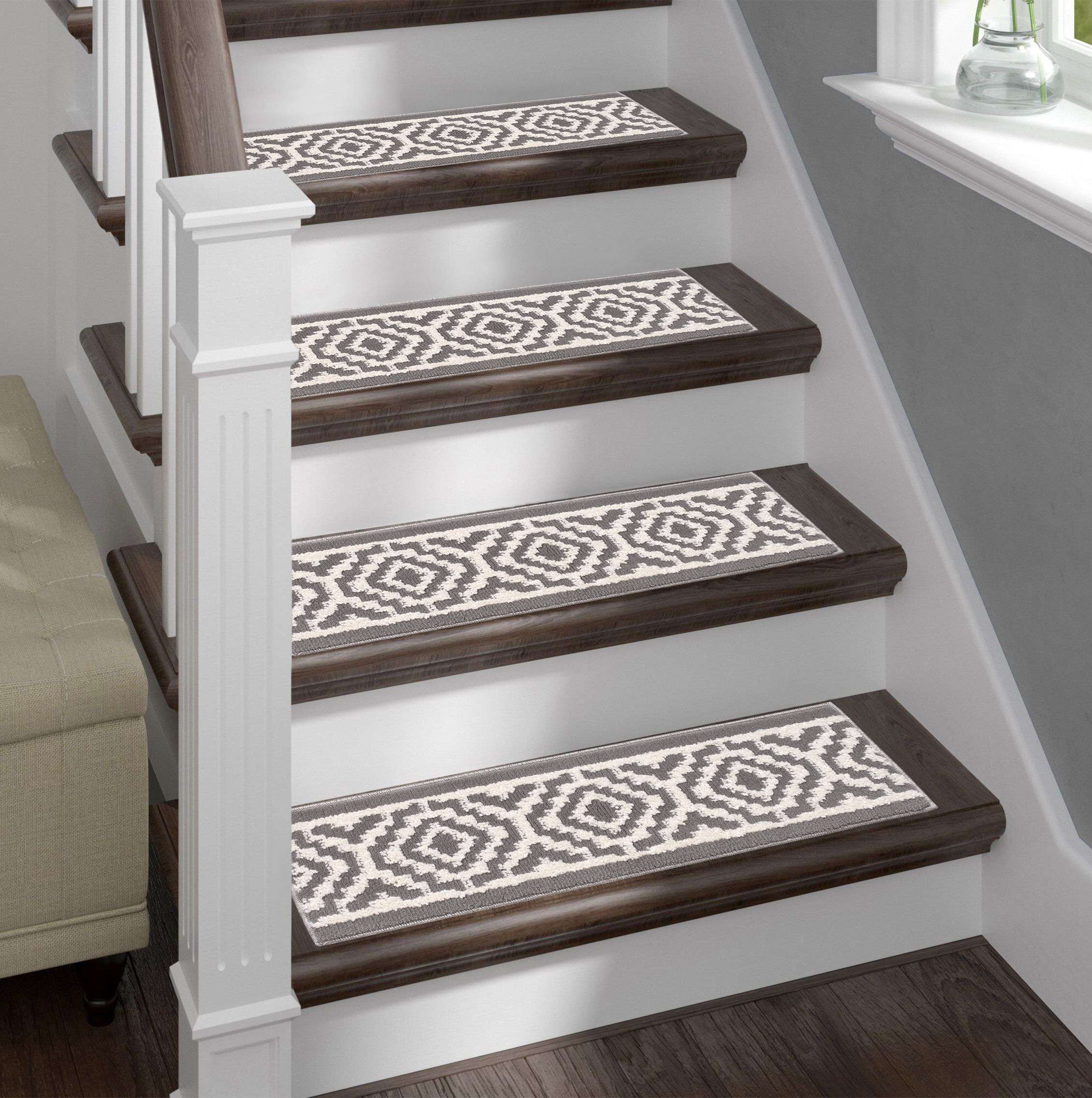 Foundry Select Bevel Stair Treads for Wooden Steps White/Grey Shag ...