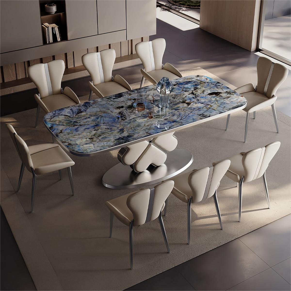 Jihagao Luxury Rectangular Rock Slab Dining Table Sets | Wayfair