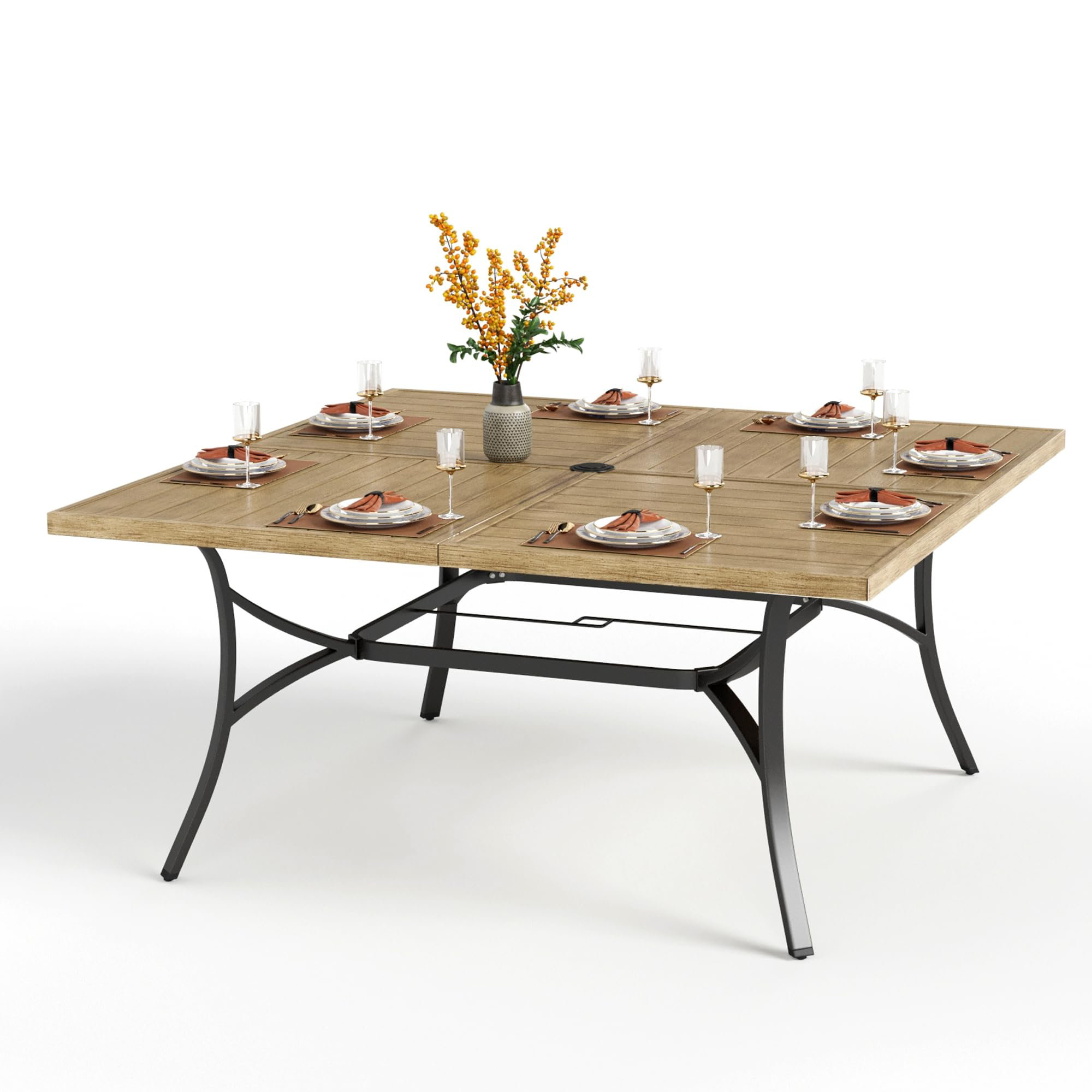 Latitude Run® Large Outdoor Patio Dining Table for 8 People, 60" Square ...