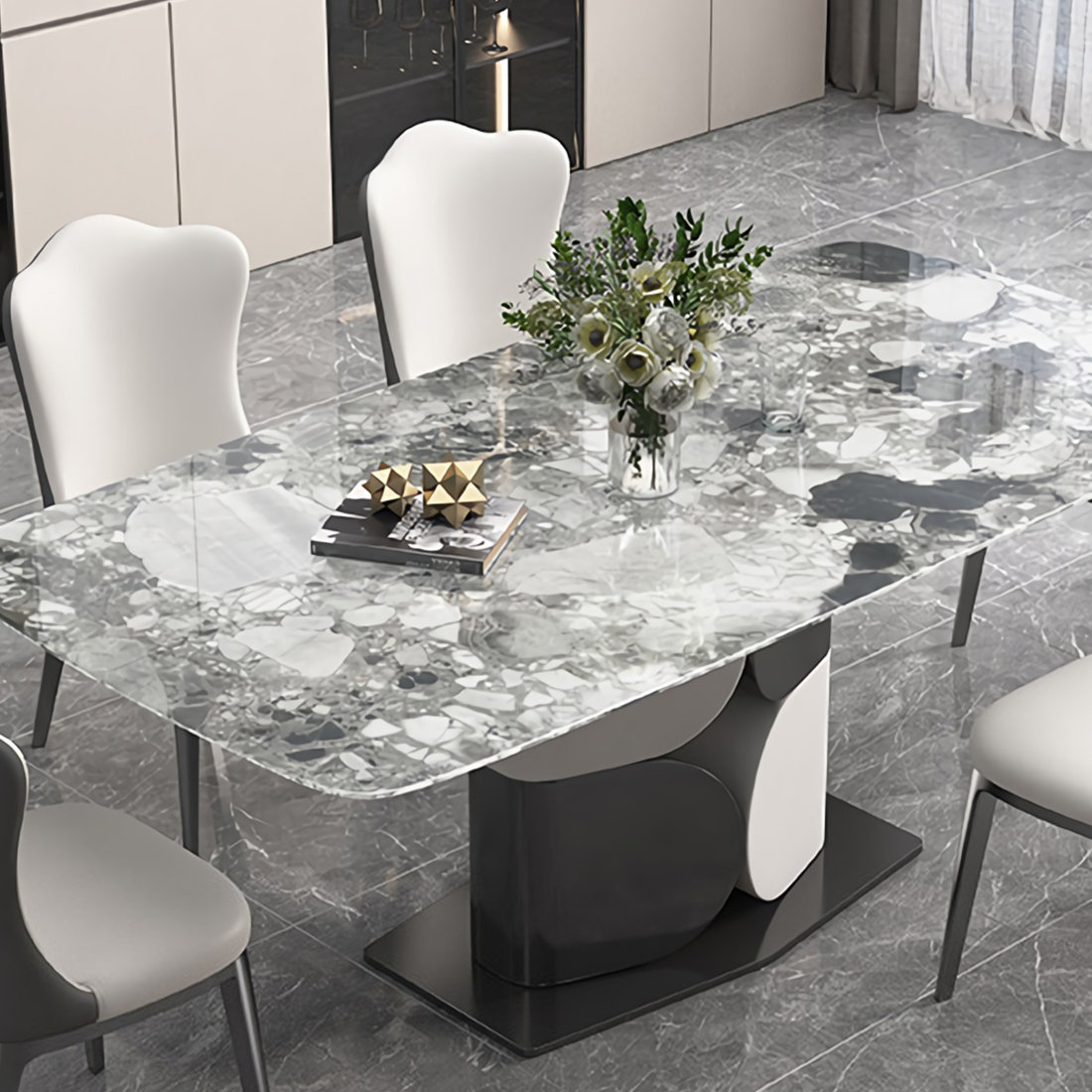ALLNICEDT Grey Microlite Rectangular Dining Tables | Wayfair