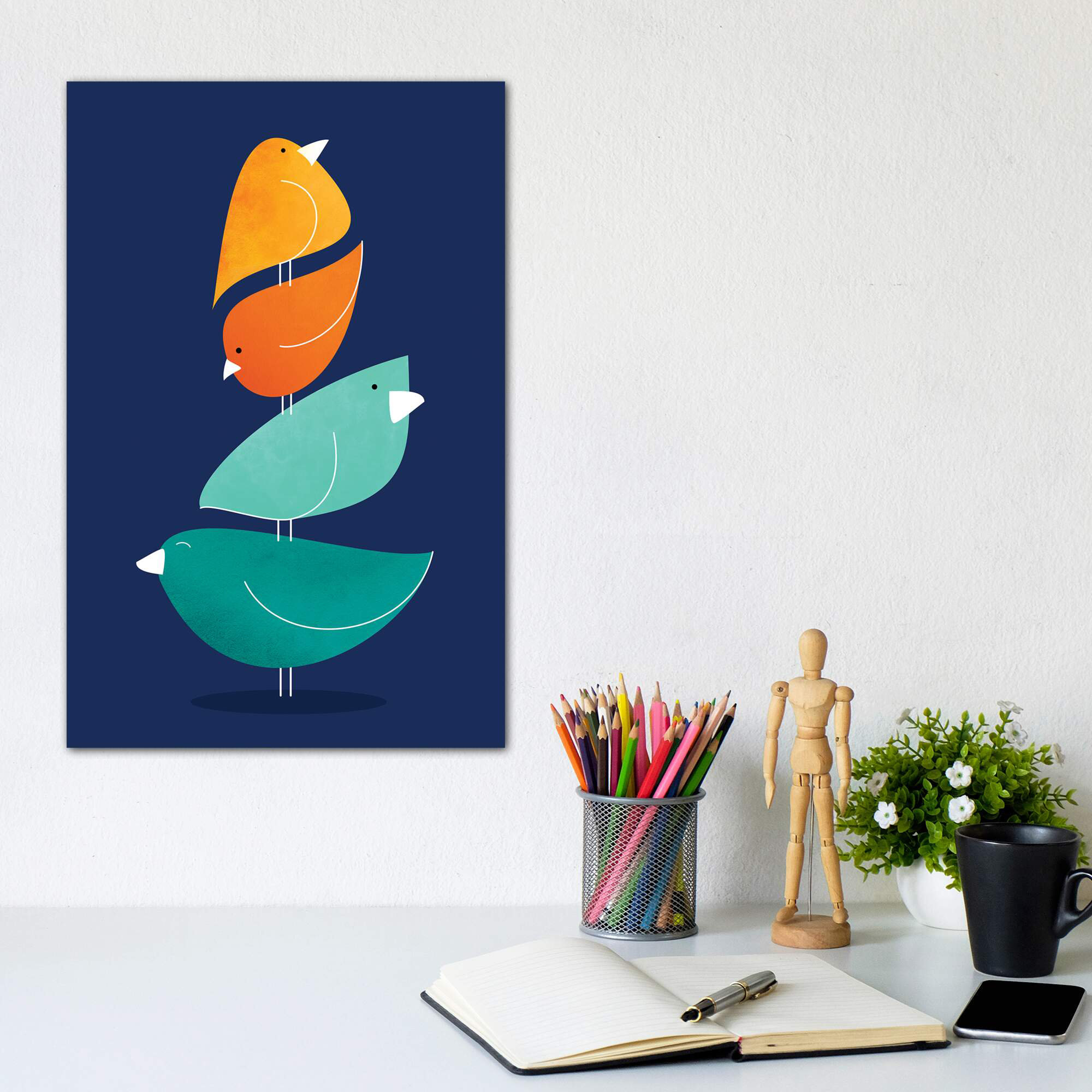 East Urban Home Bird Stack I by Modern Tropical - Graphic Art Print ...