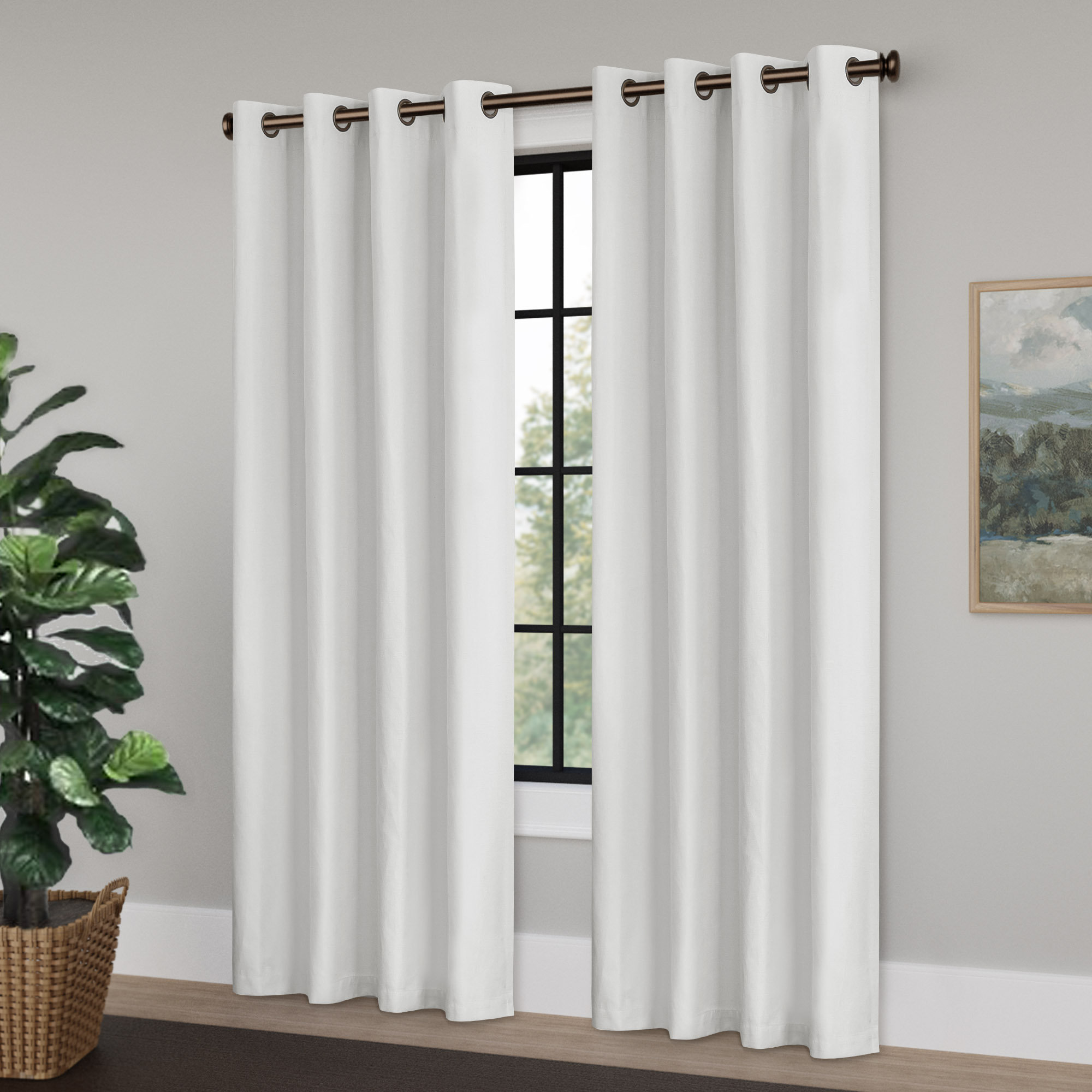 Latitude Run® Linen Texture 100% Blackout Grommet Curtain Pair(2 Panels ...