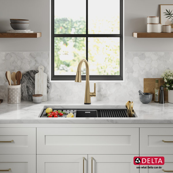 Delta Everest™ 32" L Granite Composite Workstation Kitchen Sink ...