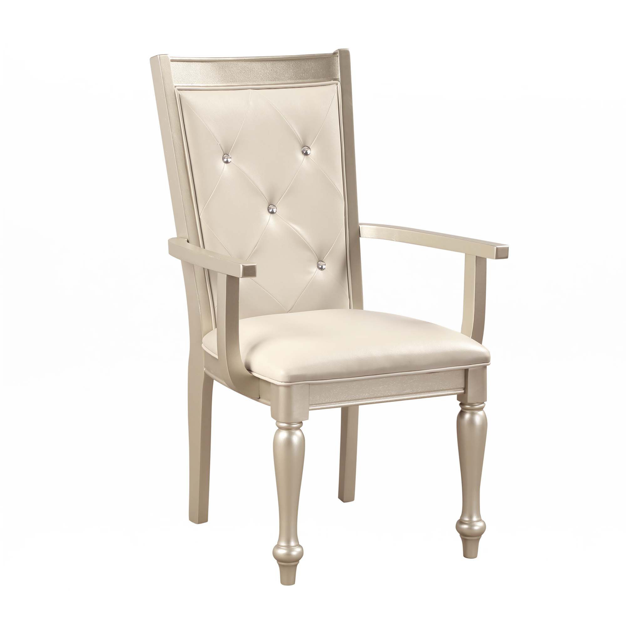 Rosdorf Park Silver Finish Arm Chairs 2Pc Set Crystal Button-Tufted ...