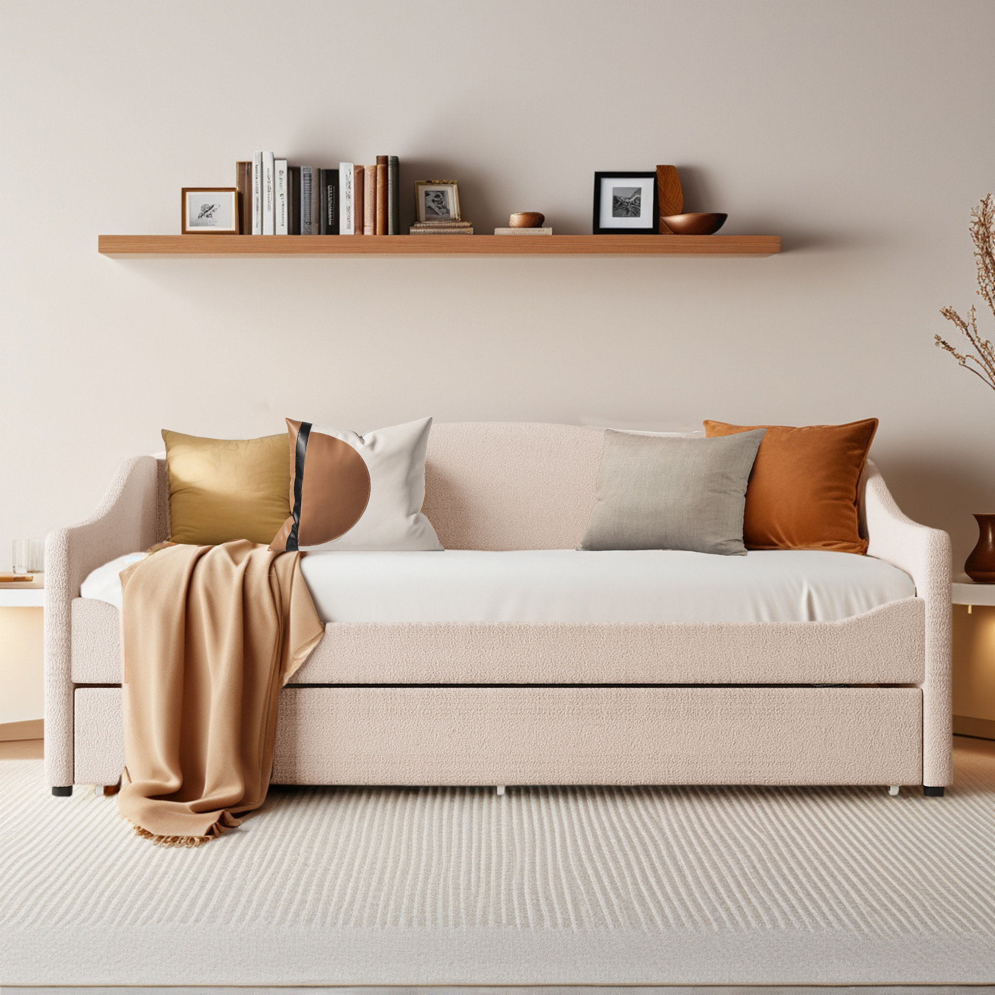 Corrigan Studio® Teddy Fleece Daybed With Trundle And Light Feature ...