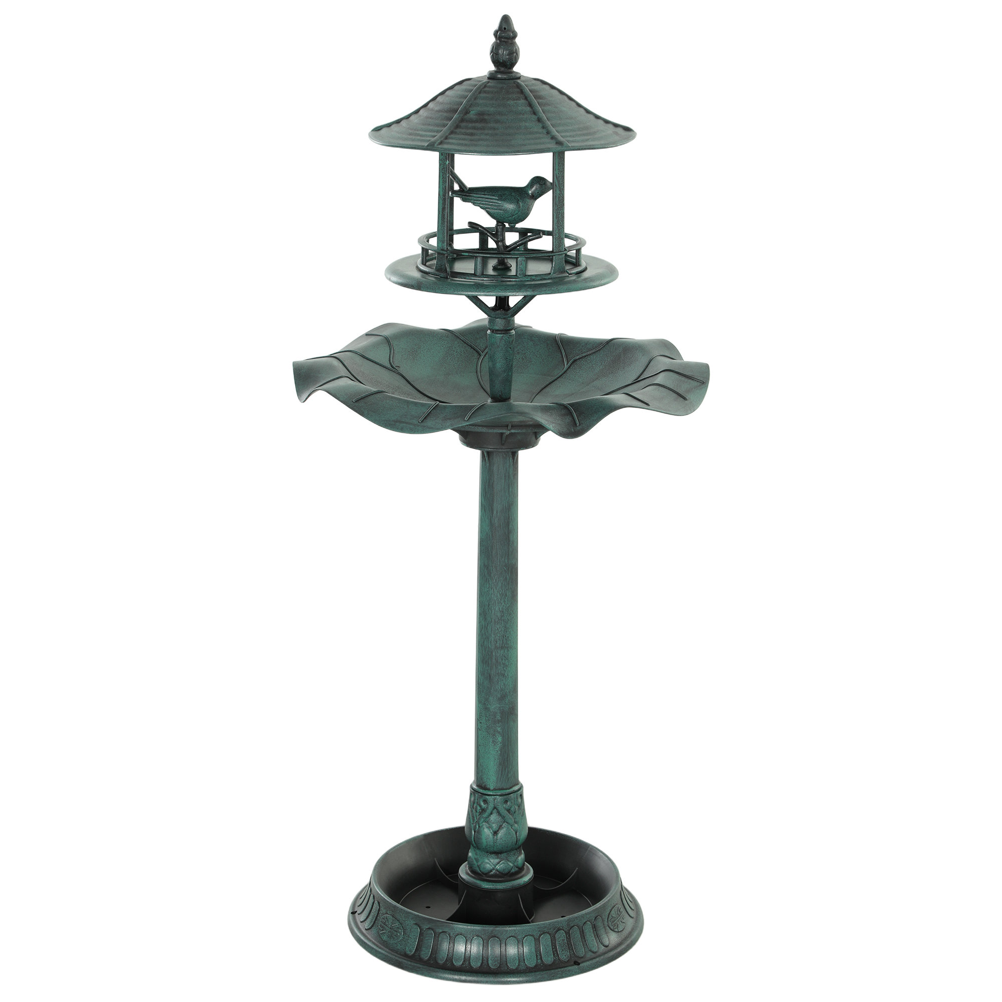 Winston Porter 3-in-1 Garden Bird Bath Bowl Pedestal with Bird Feeder ...