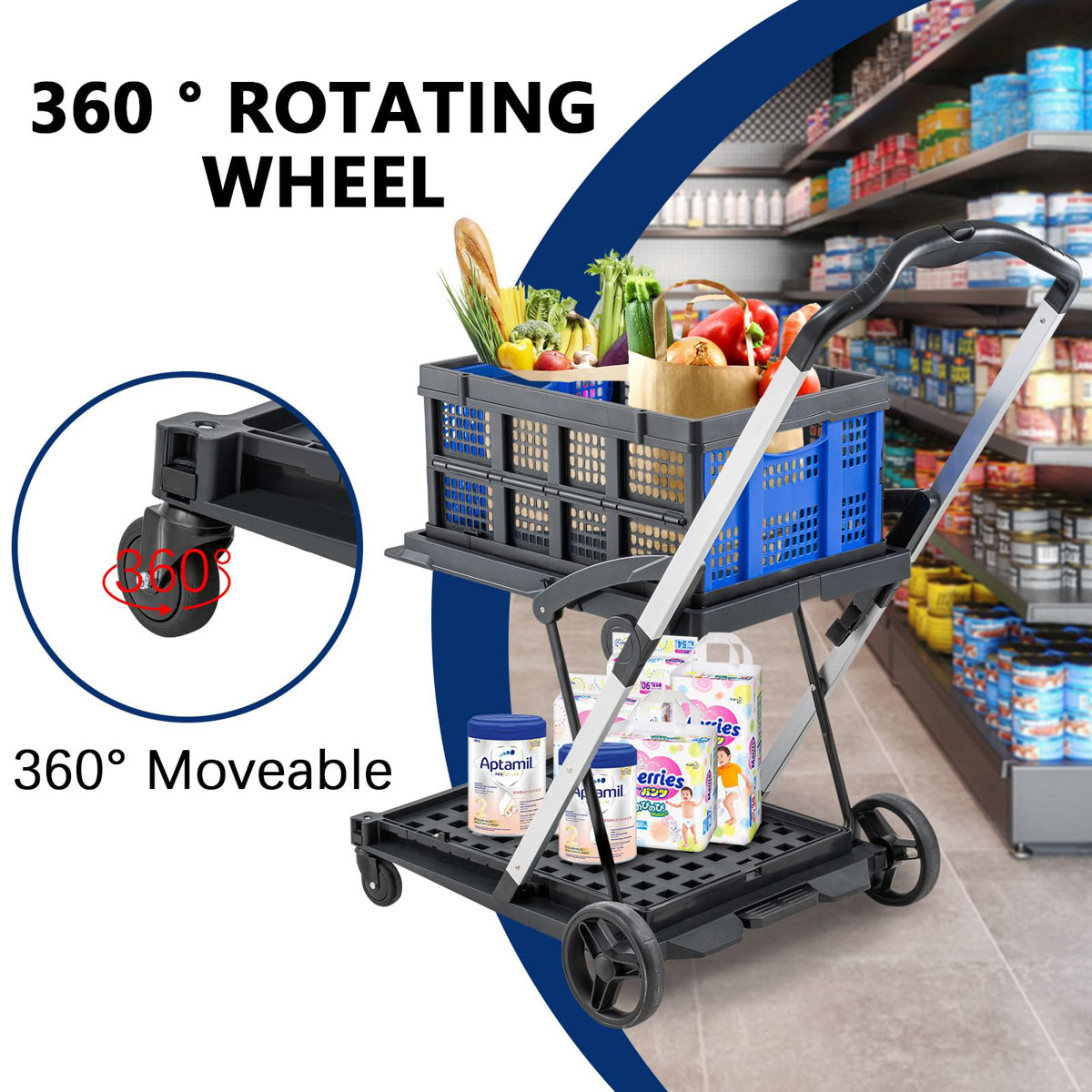 TECSPACE Folding Shopping Cart on Wheels & Reviews | Wayfair
