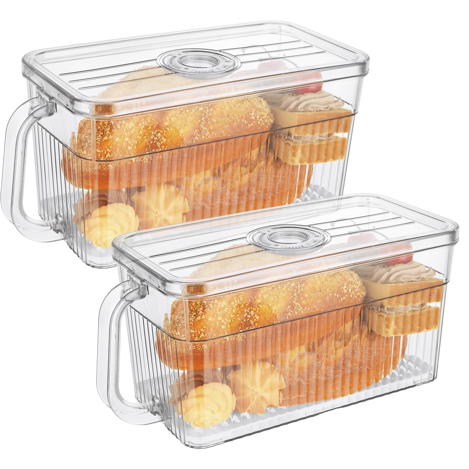 Brayden Studio 2 PCS Clear Bread Box, Bread Container With Handles And ...