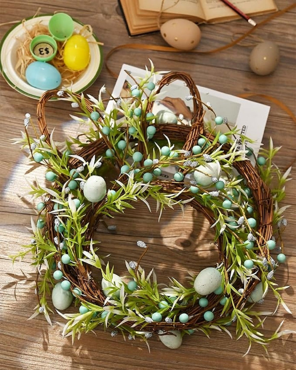 Ophelia & Co. Easter Bunny Spring Wreath With Egg, Twig And Berries ...