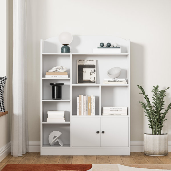 Latitude Run® Cube Bookshelf, Modern Bookcase With 7 Cubbies And 2 ...