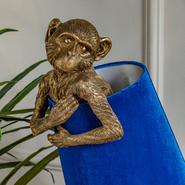 The Twillery Co.® Chester 21" Resin Gold Monkey Table Lamp with Velvet ...