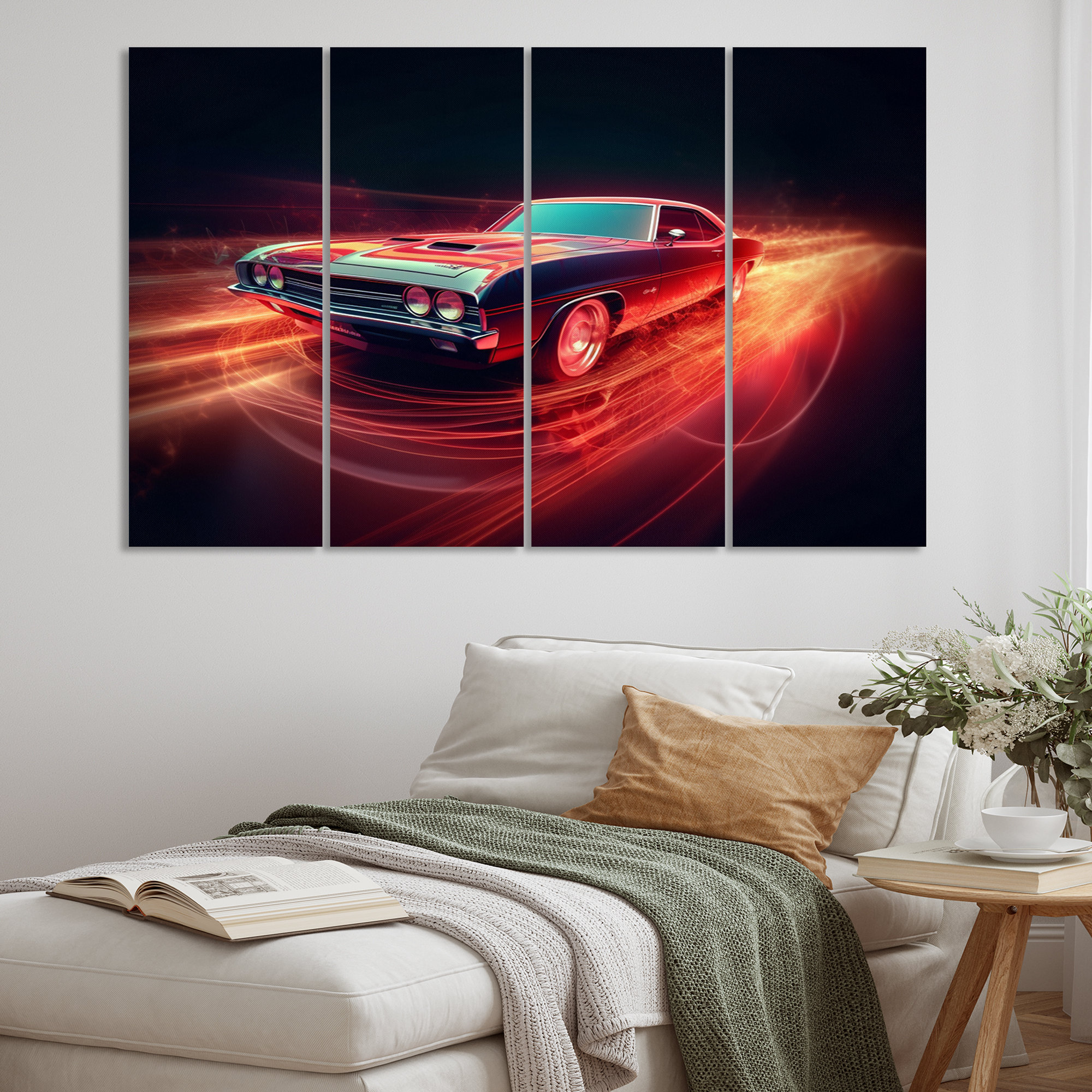 Design Art Muscle American Car Neon - Neon Car Wall Art Print - 4 ...