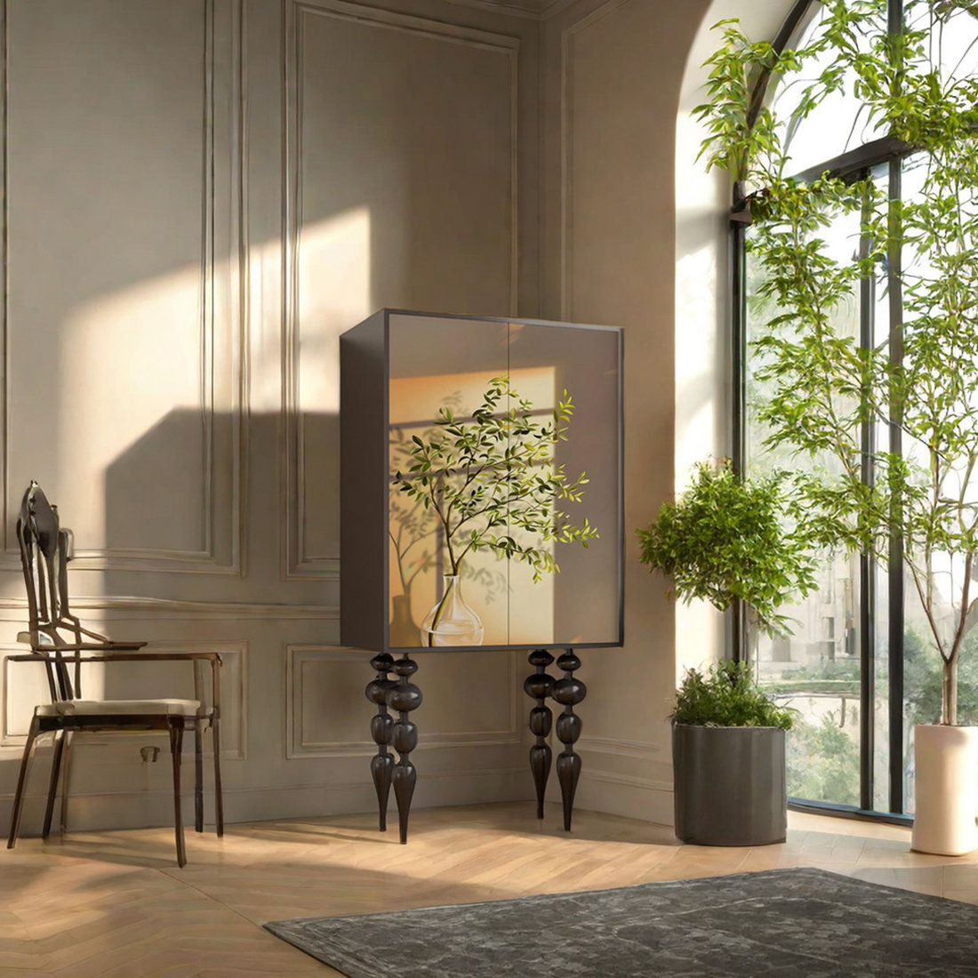 Morpho Nest Creations High Leg Cabinet Multi-functional Accent Cabinet ...