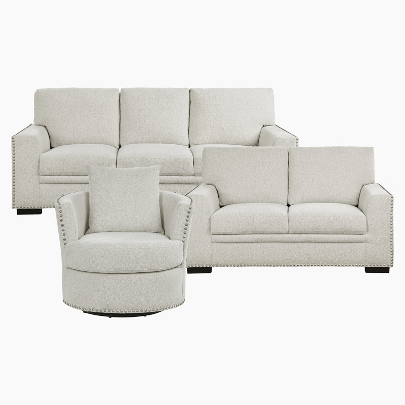 Latitude Run® Denaux 3-Piece Modern Chenille Living Room Set & Reviews ...