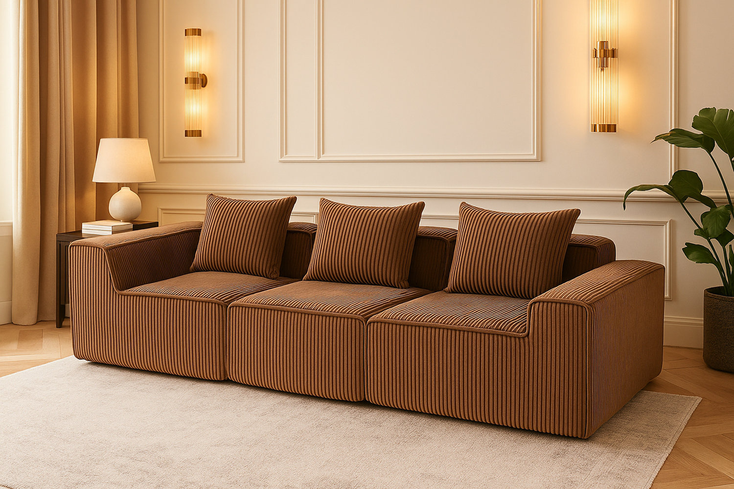 Mercer41 Modular Compression Sofa with Luxurious Corduroy Fabric ...