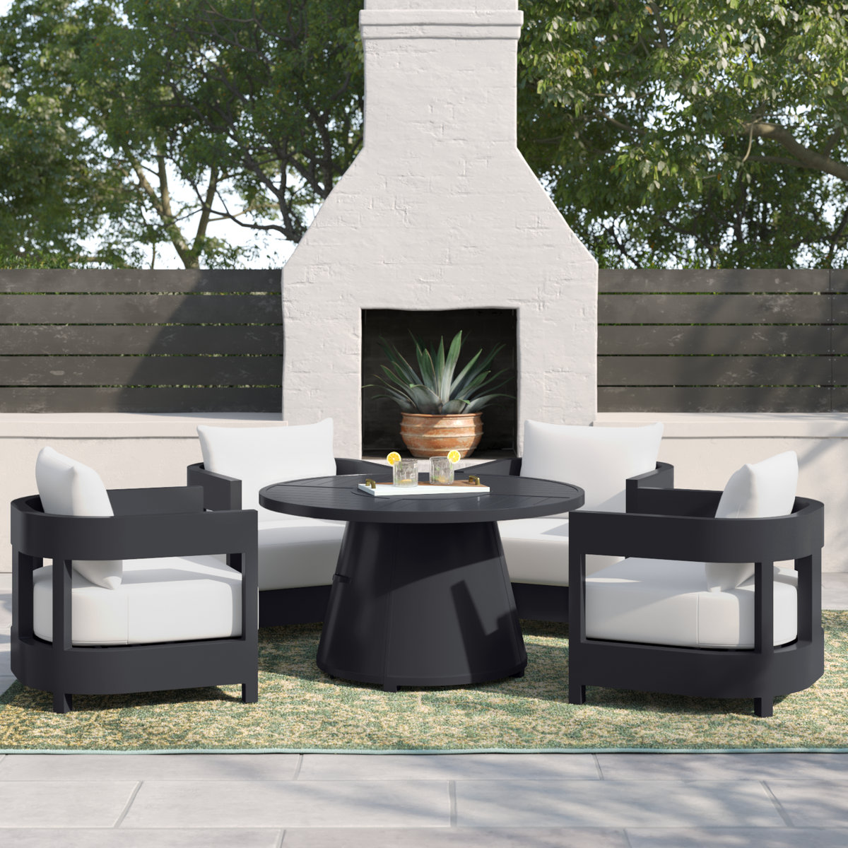 Joss & Main Everlee 5 Piece Outdoor Aluminum Fire Chat Set & Reviews ...
