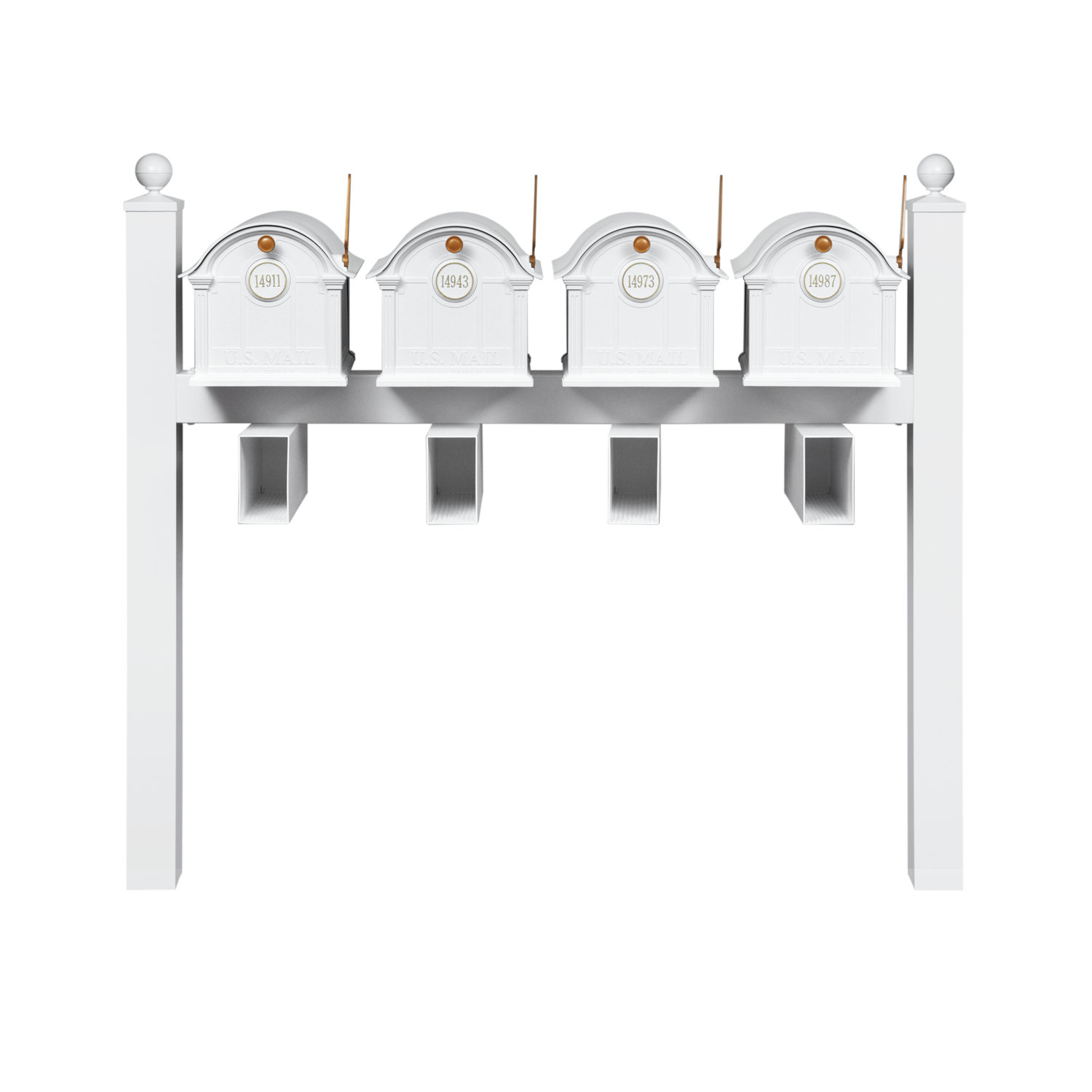 Whitehall Products Balmoral Quad Mount Mailbox /w/ Ball Finials ...