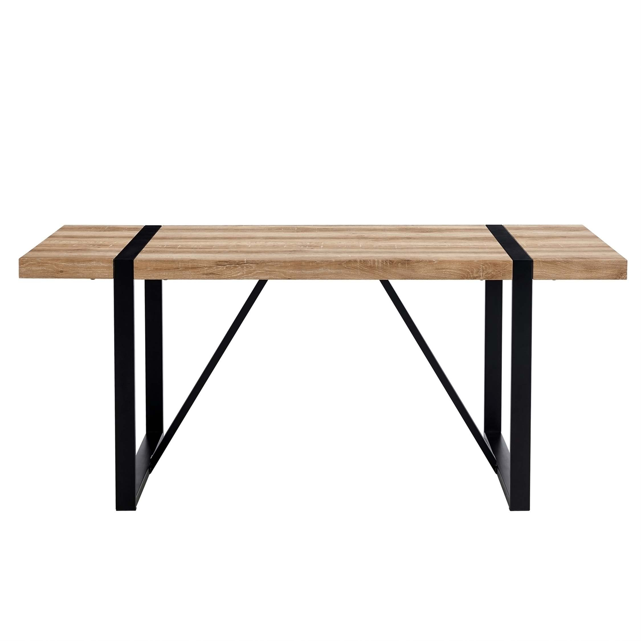 17 Stories 2.3" Engineered Wood Grain Dining Table, Black Metal Legs ...