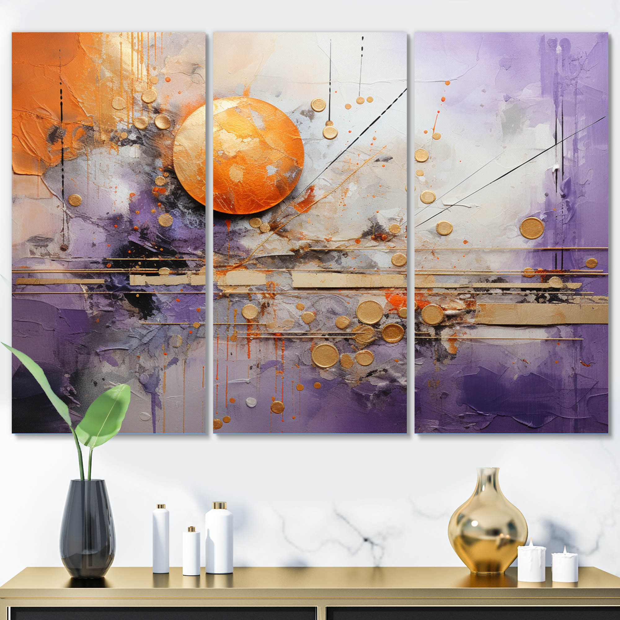 Wrought Studio Collage Fusion I - Abstract Collages Canvas Prints Set ...