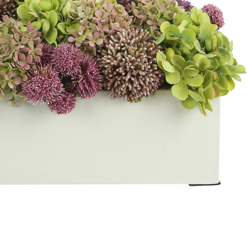 Primrue Hydrangea and Allium in Rectangular Planter | Wayfair