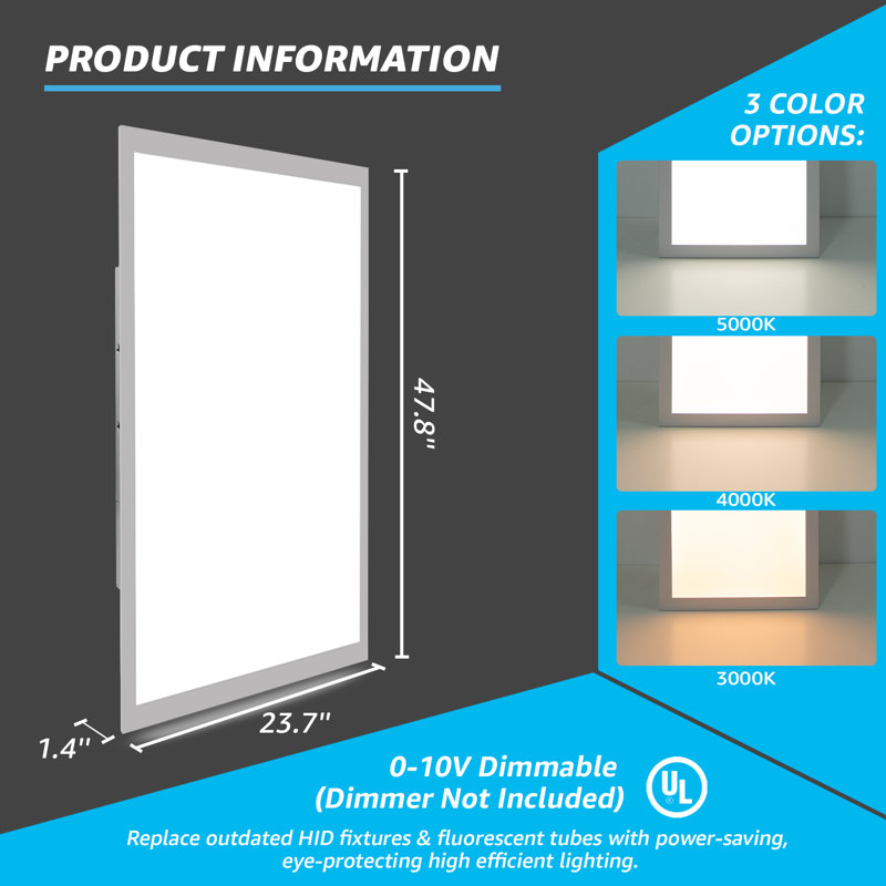 Art3d Dimmable Rectangular Flat Panel Ceiling Light | Wayfair