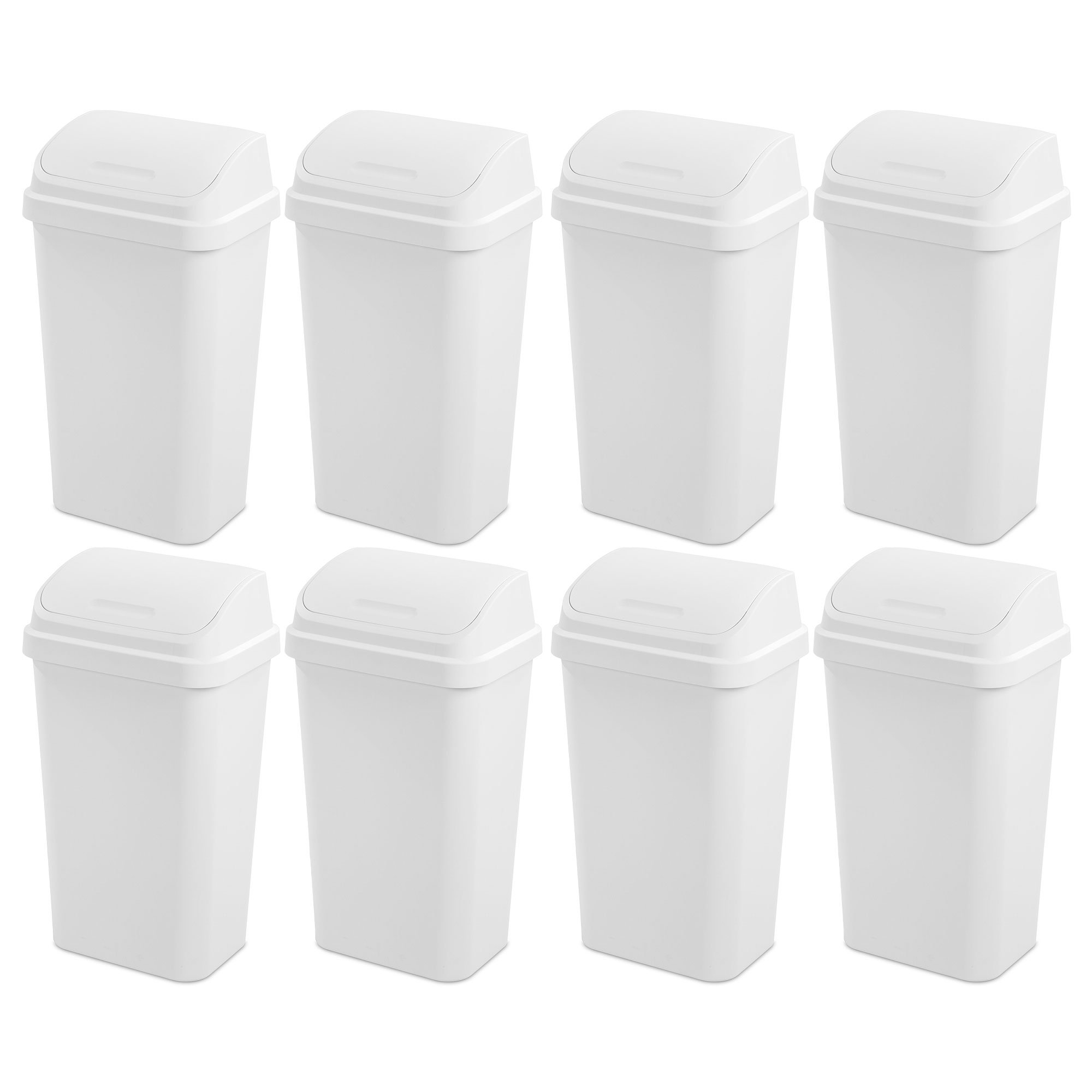 Sterilite 13 Gal Swing Top Lidded Wastebasket Kitchen Trash Can, White ...
