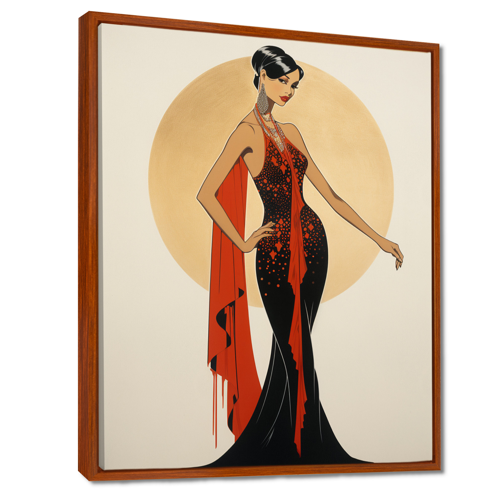 Lark Manor™ Gracious Lady With Red Scarf - Modern Woman Wall Art Print ...