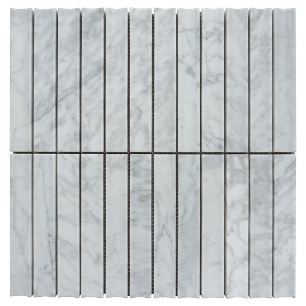 Supreme Tile Stacked 3" x 1" Marble Linear Mosaic Wall & Floor Tile ...