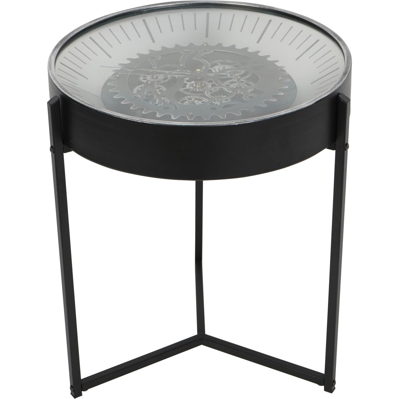 Trent Austin Design Palladium Clock with Moving Cogs Black Nickel Side ...