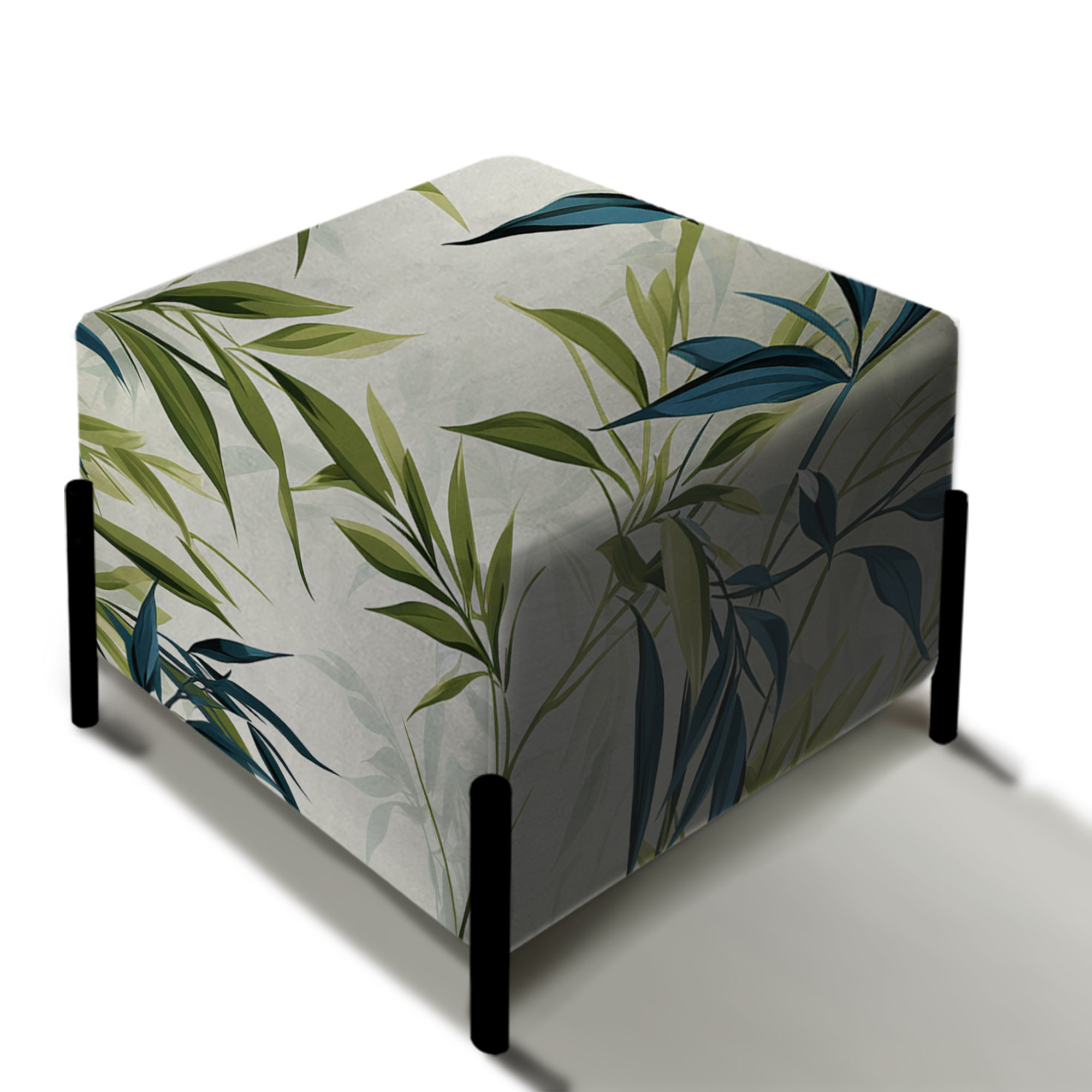 Design Art Tropical Zen Bamboo Pattern - Tropical Square Ottoman | Wayfair