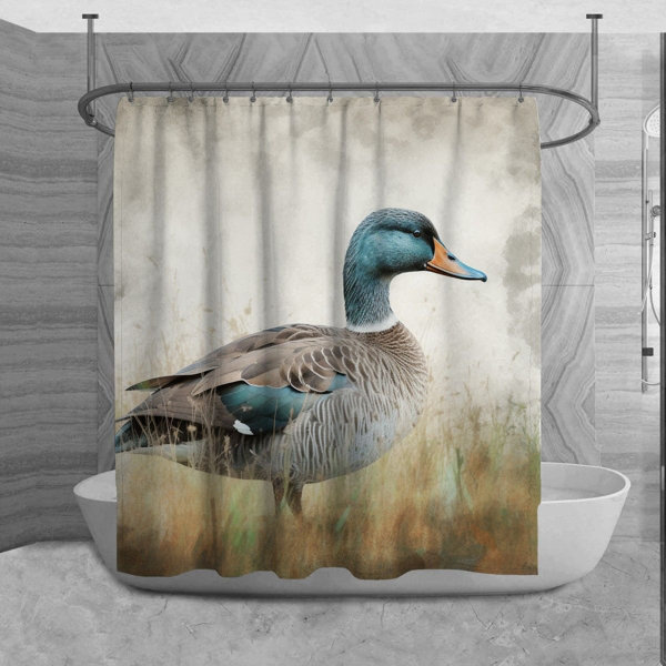East Urban Home Duck Shower Curtain Animals Bathroom Decor White ...