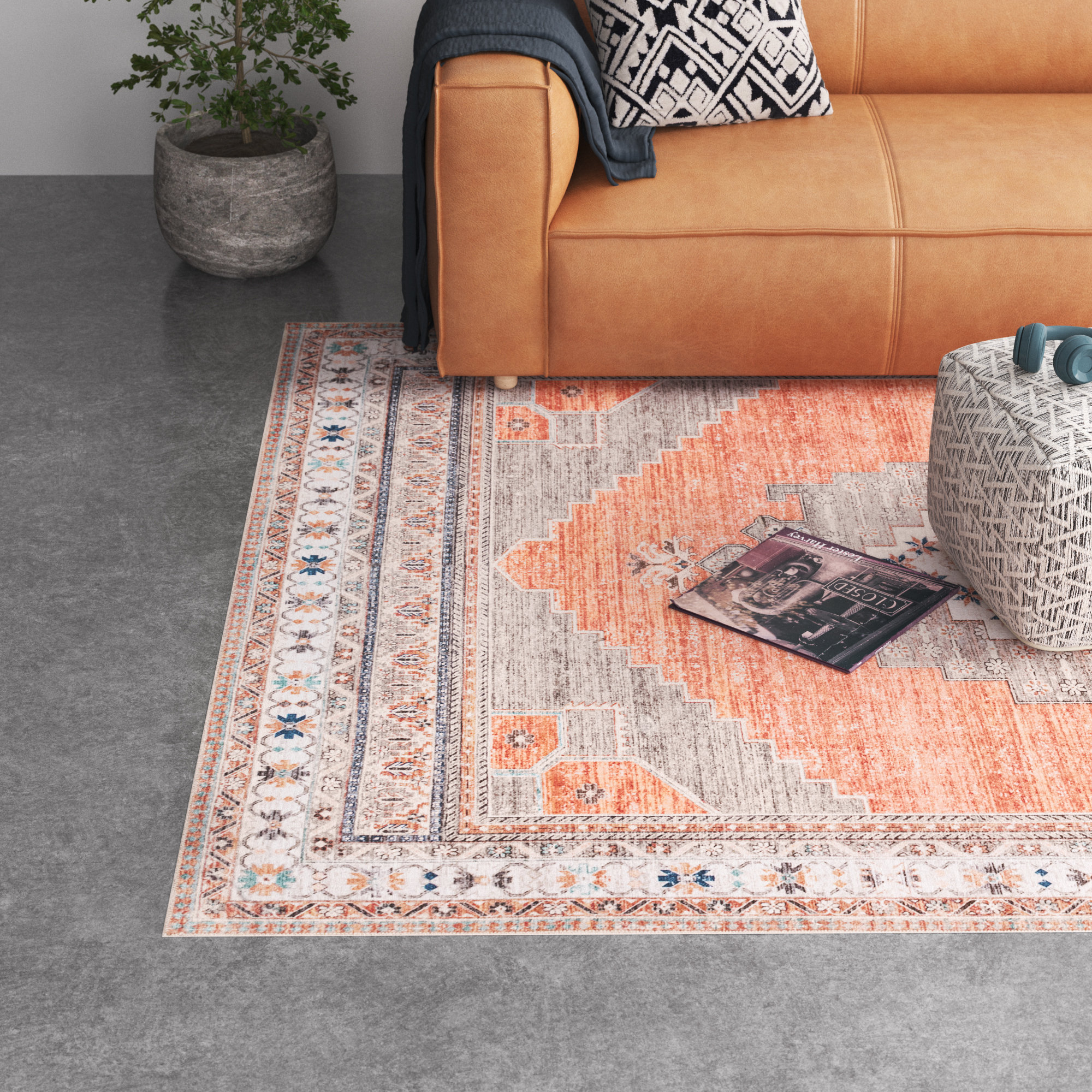 Charlton Home® Alicia SpinClean Machine Washable Medallion Area Rug ...