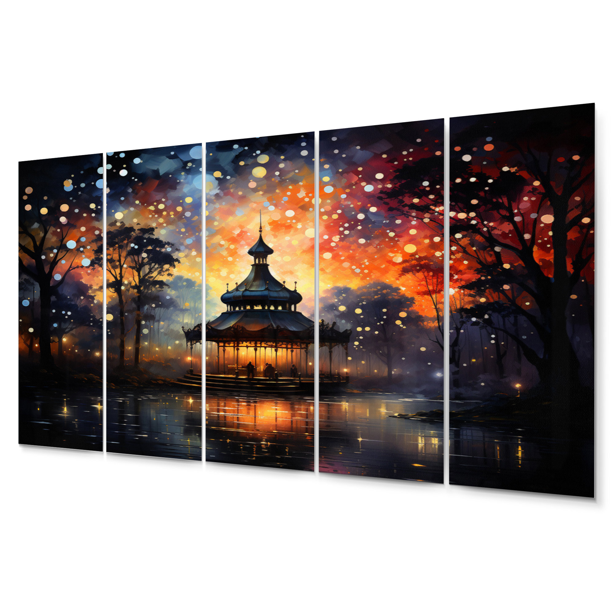 Design Art Carousel Pointillism Dot - Architecture Metal Wall Decor Set ...