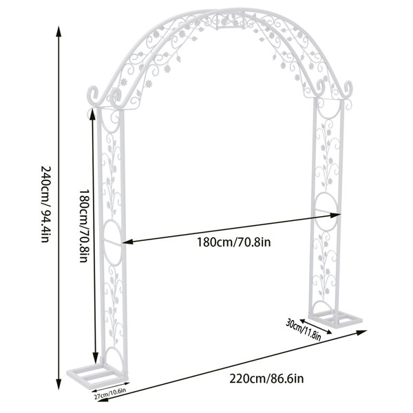 LUVODI Large Wedding Arch Backdrop Stand Metal Arch Frame in White ...