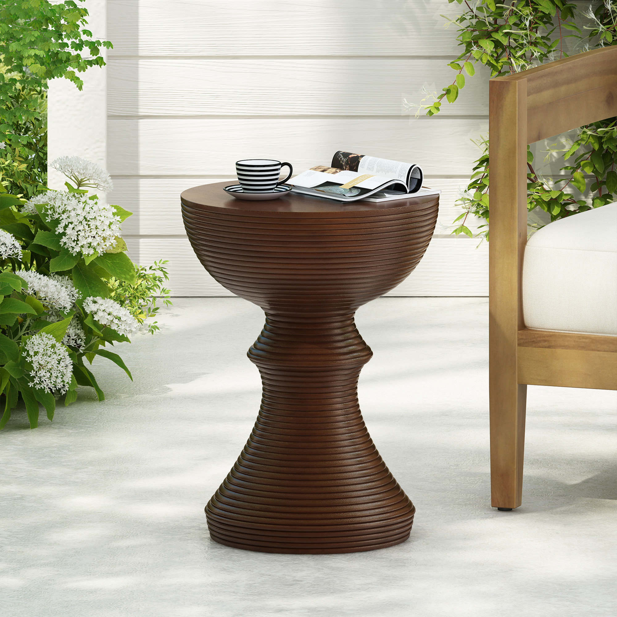 Charlton Home® Concrete Outdoor Side Table With Hourglass Design ...