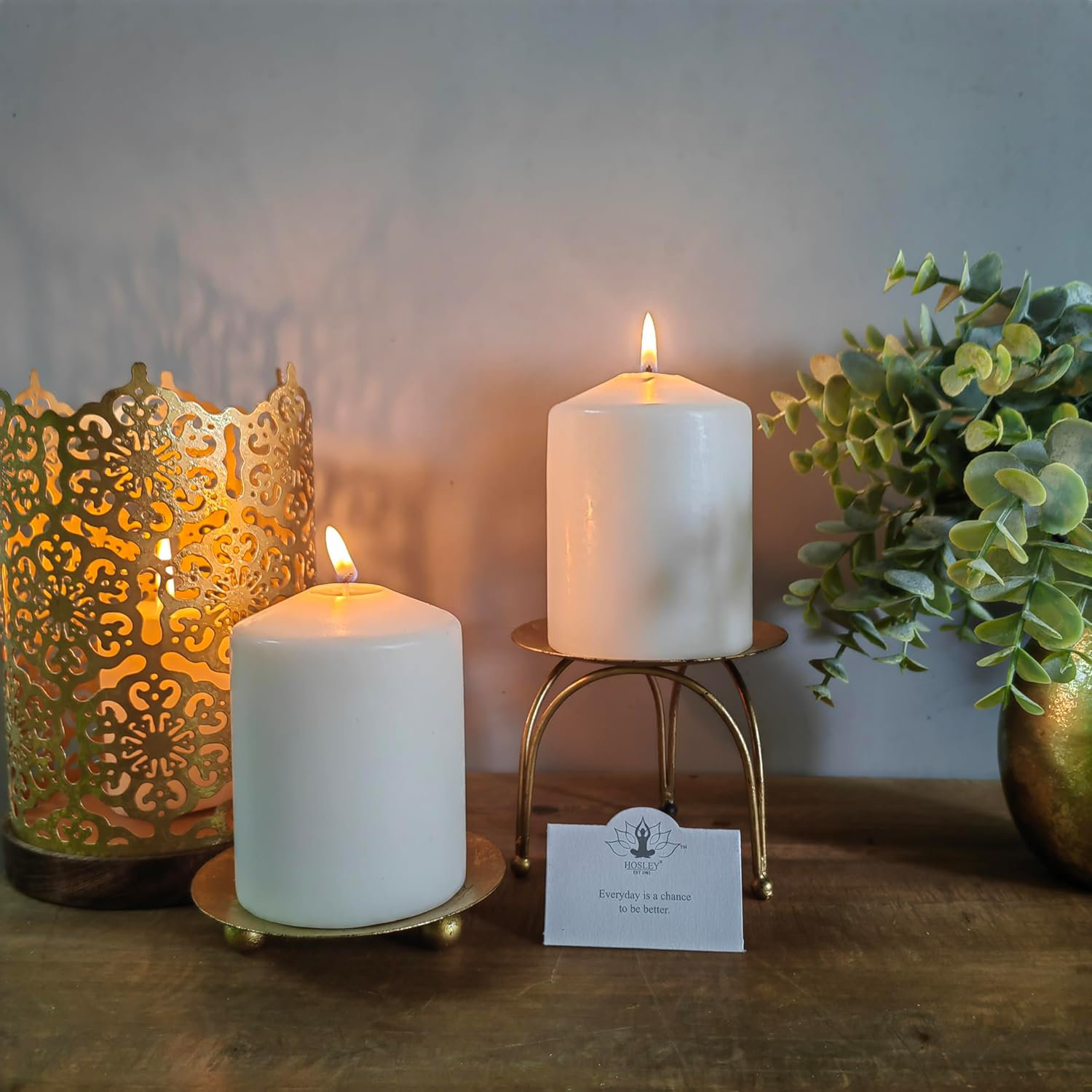 Mercer41 Hosley Set of 2 Iron Pillar Candle Holder Plates – 4-Inch ...