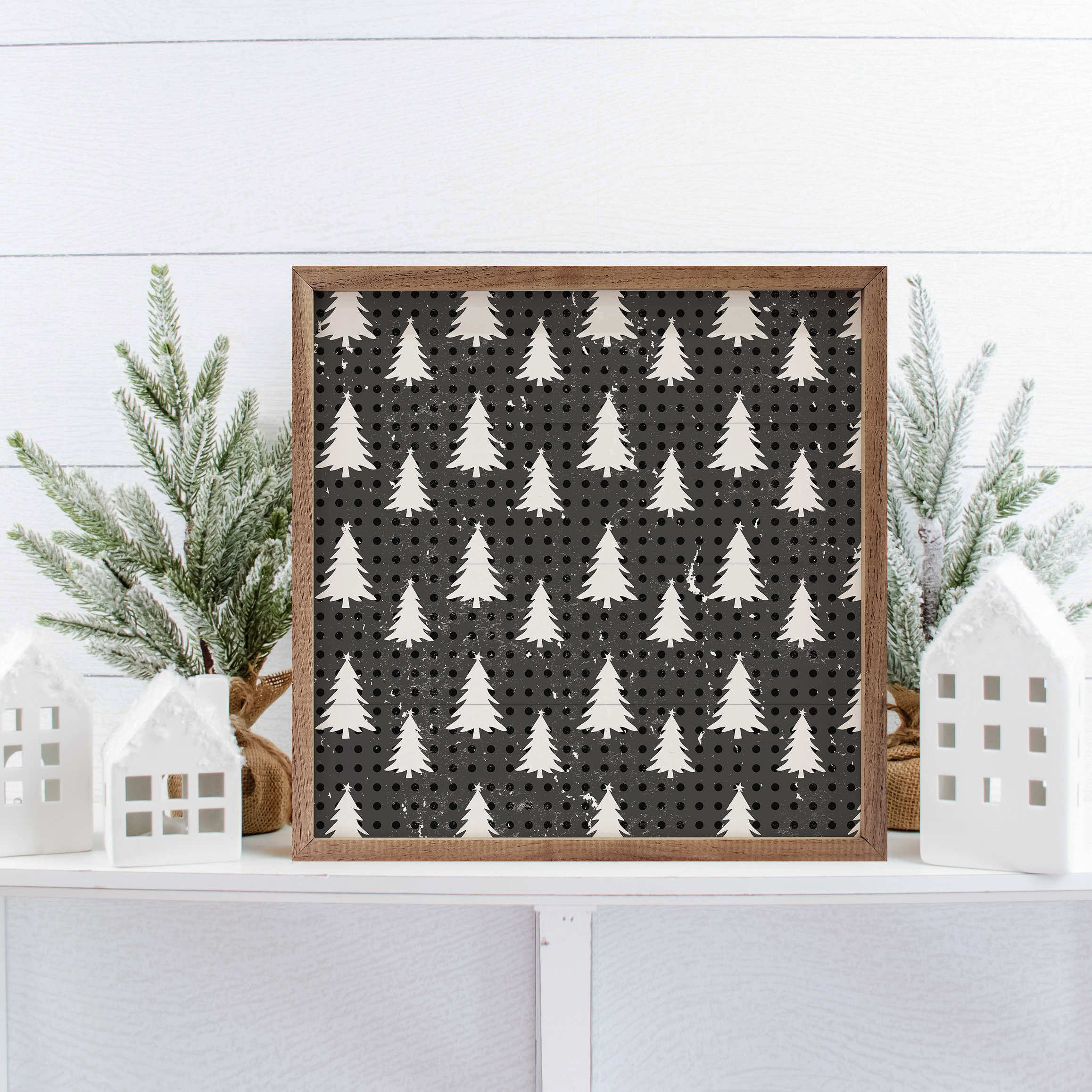 The Holiday Aisle® Pattern Christmas Tree Dots Black | Wayfair