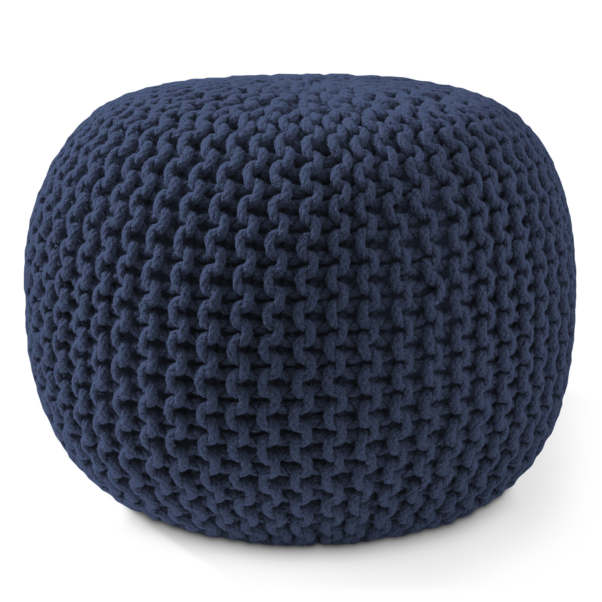 Casafield Casafield Round Pouf Ottoman, Cotton Knit Upholstered ...