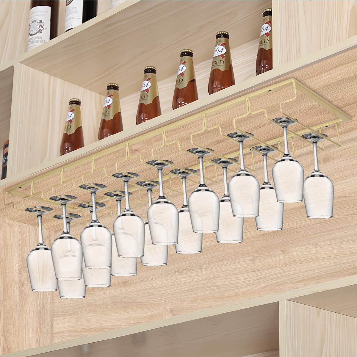 Mercer41 Wine Glass Rack Under Cabinet, 8 Row Extreme Large Stemware ...