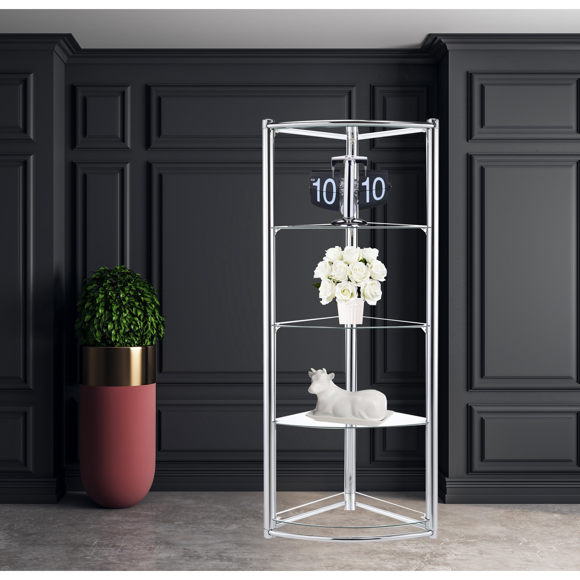 huibaoxiang Tempered Glass Frame Triangle Display Shelf, 5 Shelves For ...