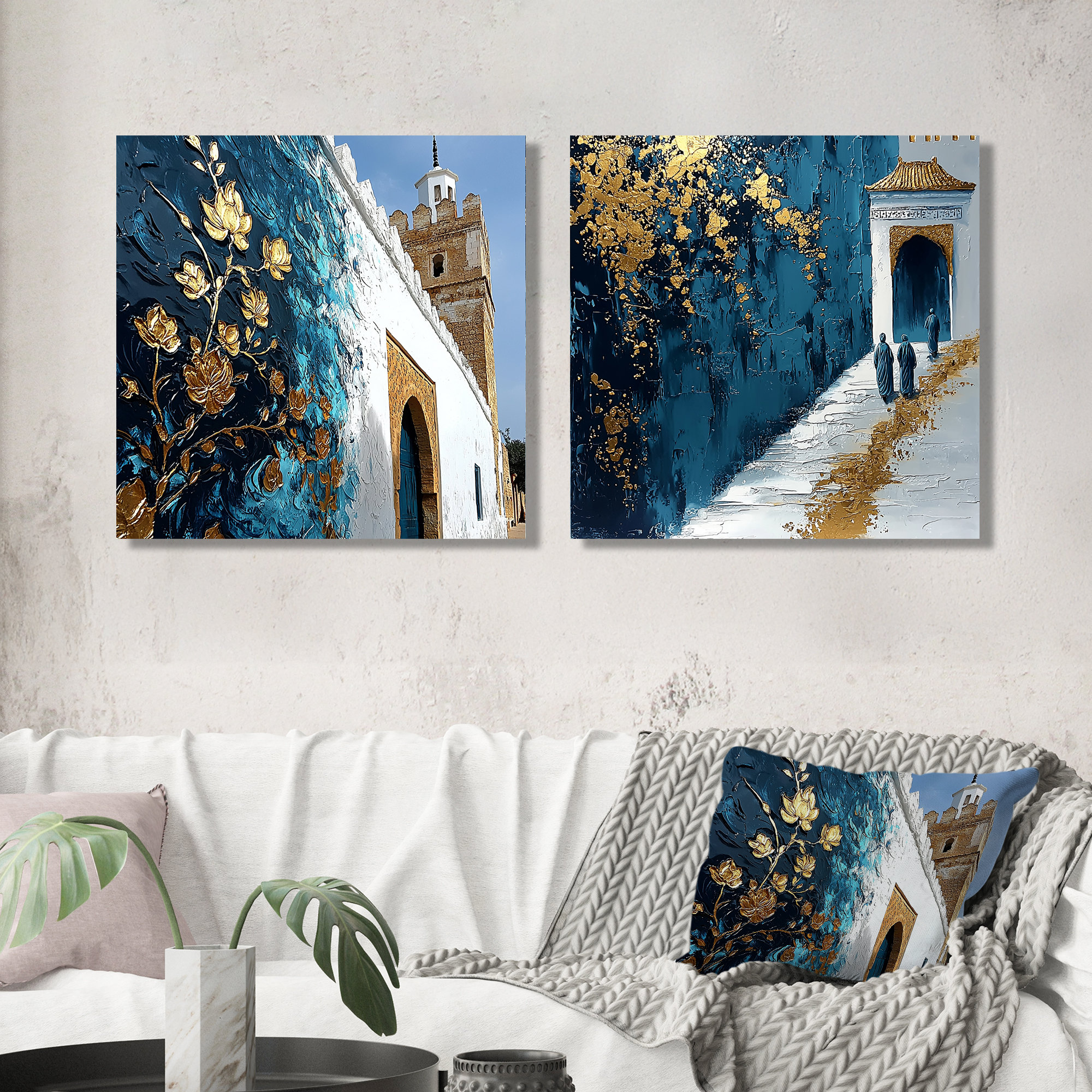 House of Hampton® Gold and Blue Rabat Kasbah Walls in Morocco I ...