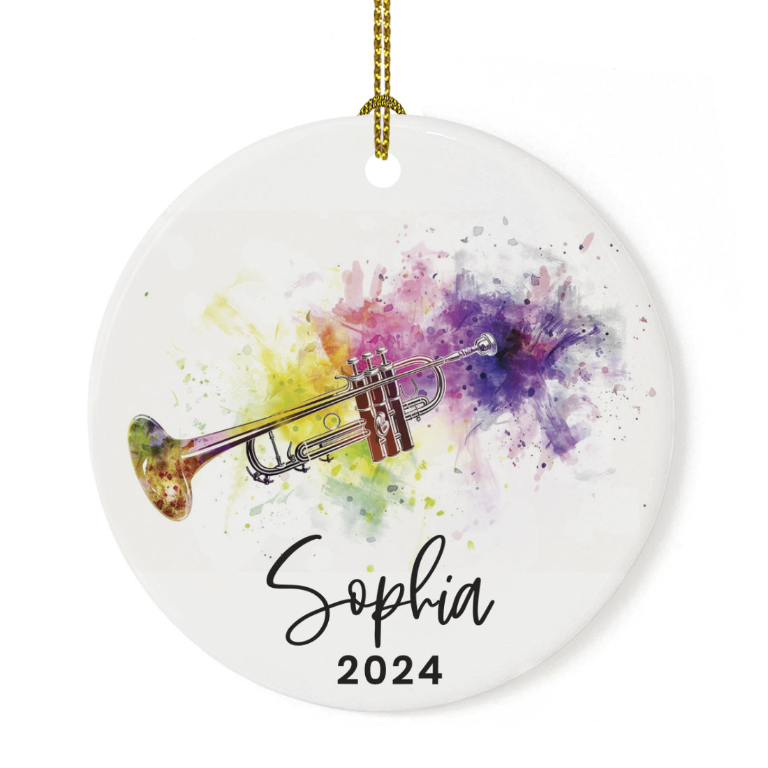 Latitude Run® Custom Ceramic Watercolor Trombone Ornament Christmas ...