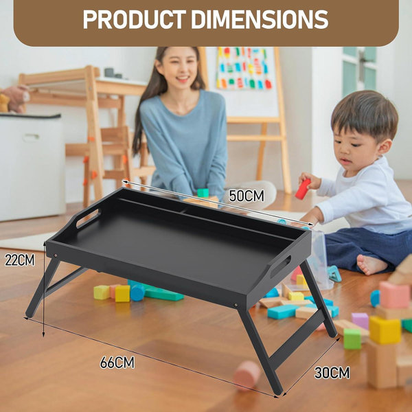 17 Stories Medich Breakfast Tray Bamboo Bed Tray Table With Foldable ...