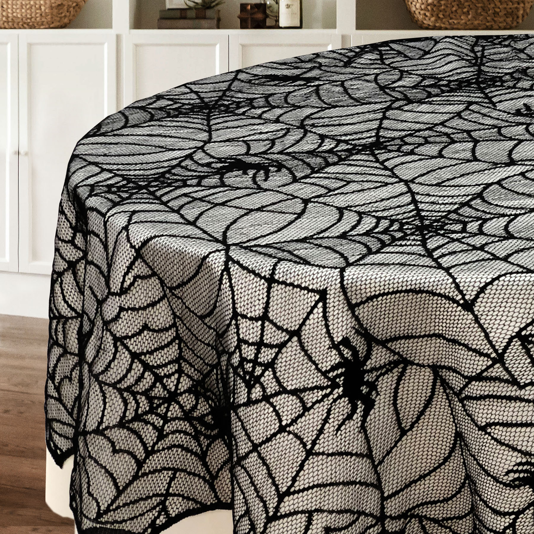 The Holiday Aisle® Alarica Geometric Round Halloween Tablecloth | Wayfair