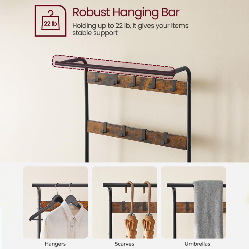 17 Stories Shino Steel Freestanding 9 - Hook Coat Rack | Wayfair