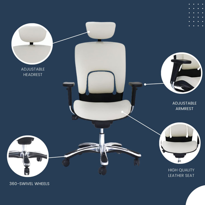 Symple Stuff Genuine Leather Task Chair with Headrest & Reviews | Wayfair