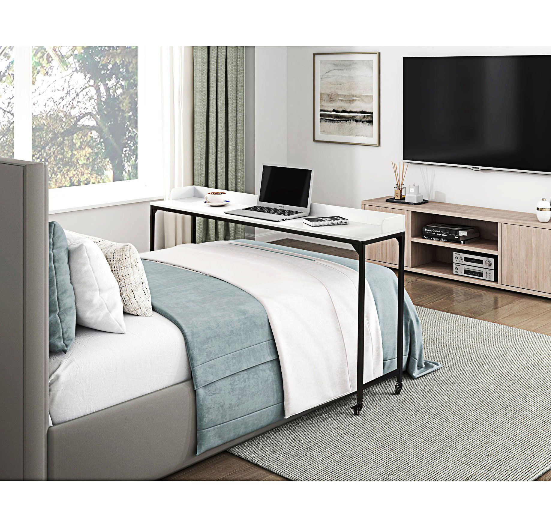 17 Stories Multipurpose Over The Bed Desk With Adjustable Height And ...