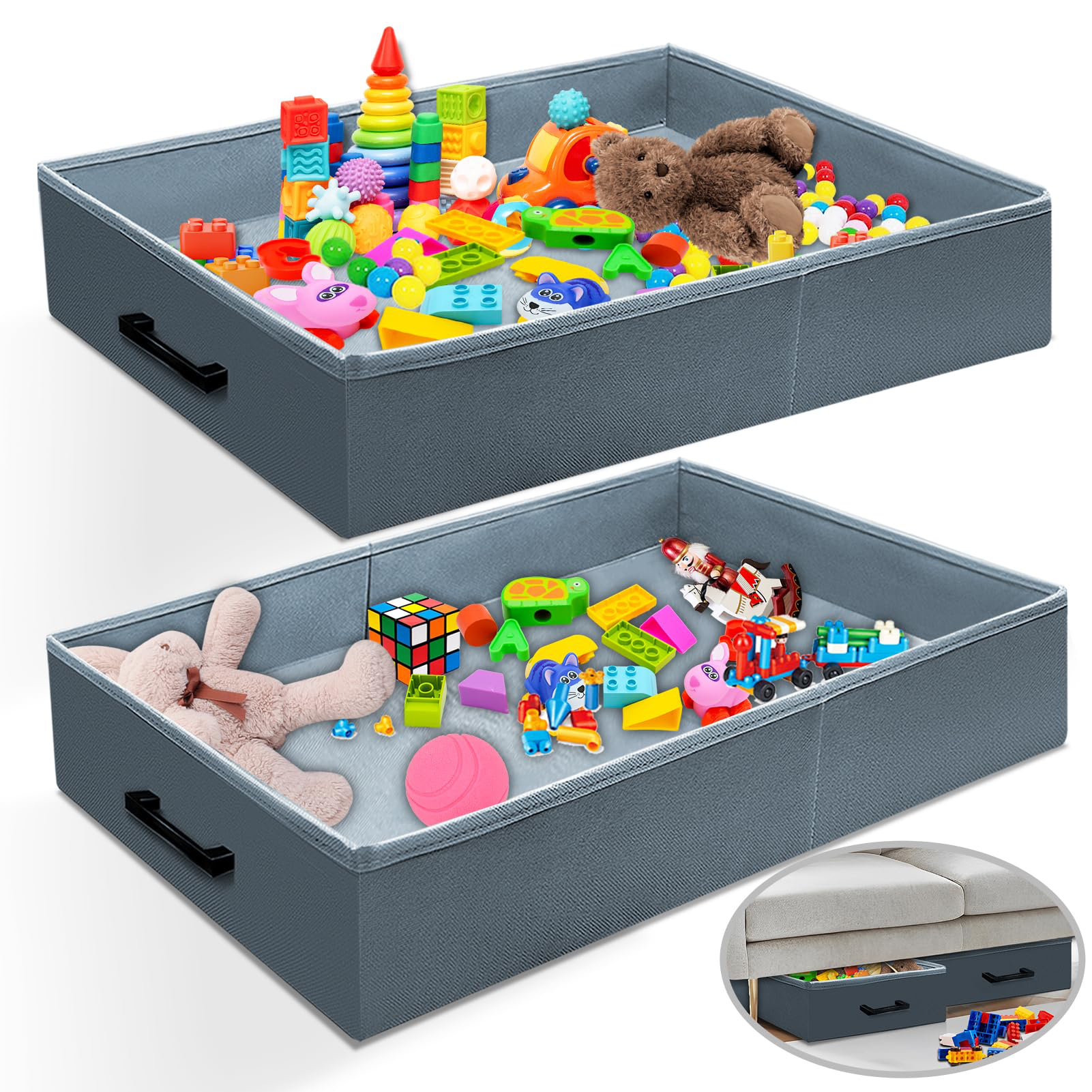 Latitude Run® Under Couch Storage, 2 Pack Under Couch Storage ...