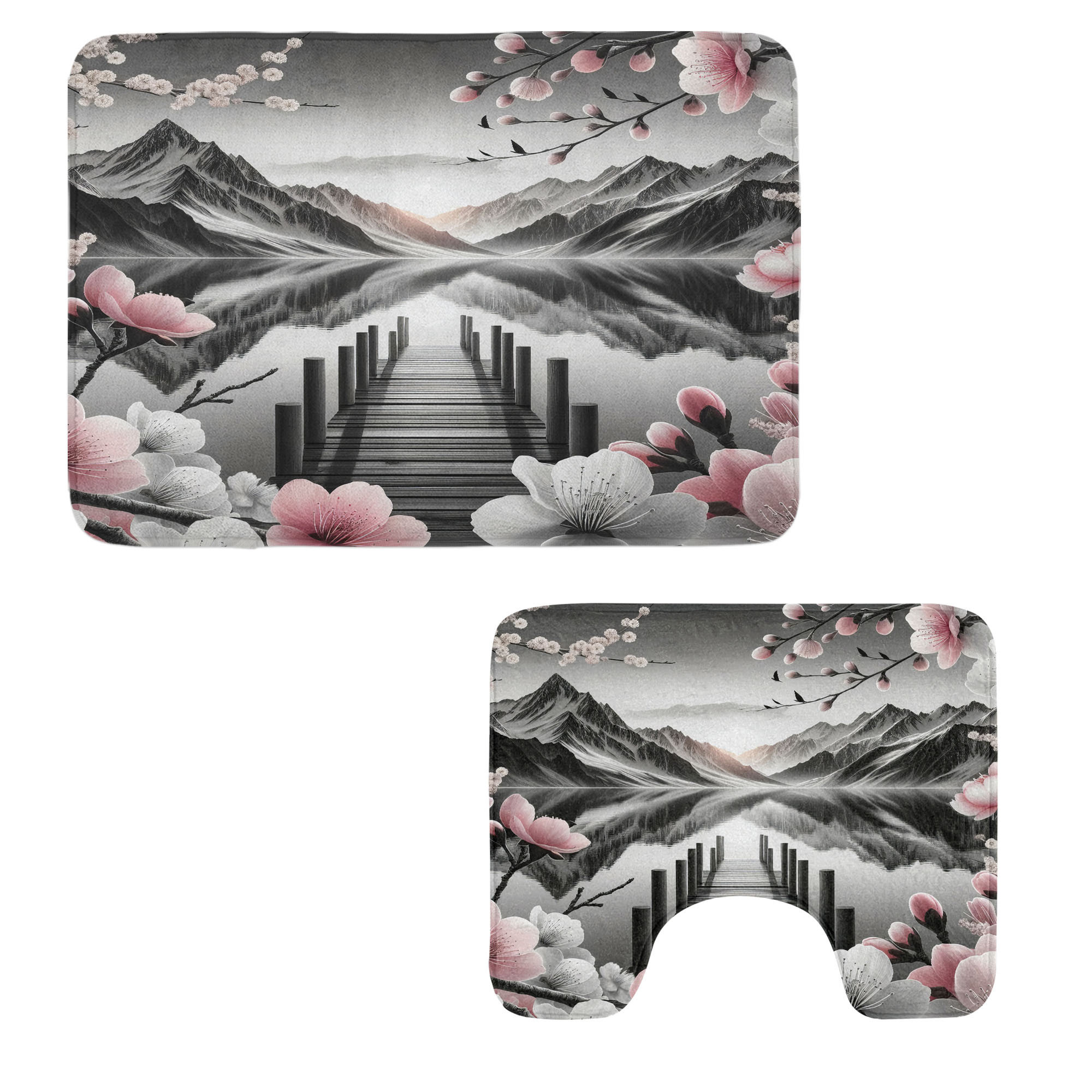 East Urban Home Lake Bathroom Rug Set 2 Pieces Rectangle & Contour Mats ...